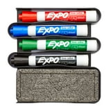 Expo Mountable Whiteboard Caddy with Set of 4 Chisel Markers/Eraser ...
