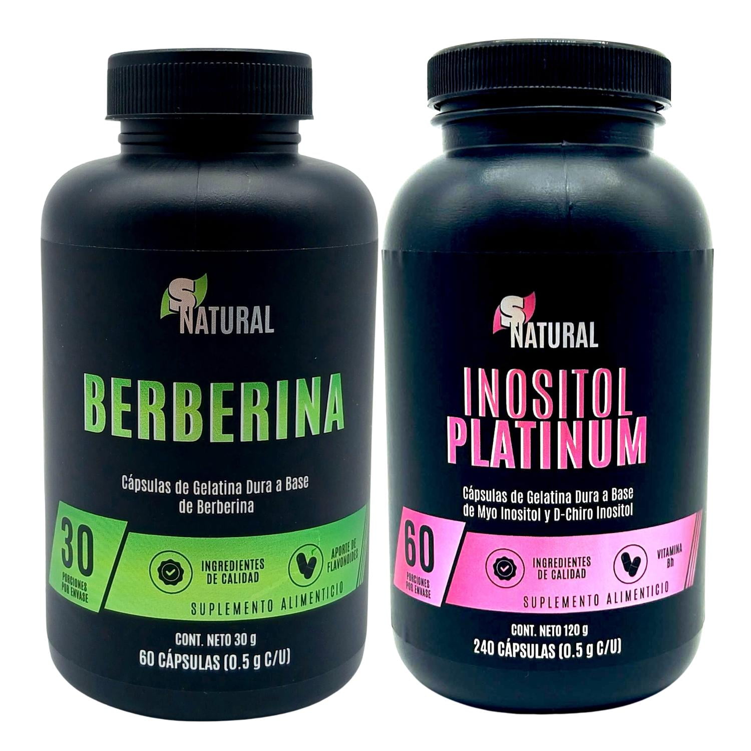 Berberina 60 cápsulas y Myo Inositol D Chiro 240 cápsulas SNatural ...