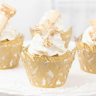 Efavormart 25 Pack White Green Paper Cupcake Wrappers with Eucalyptus ...