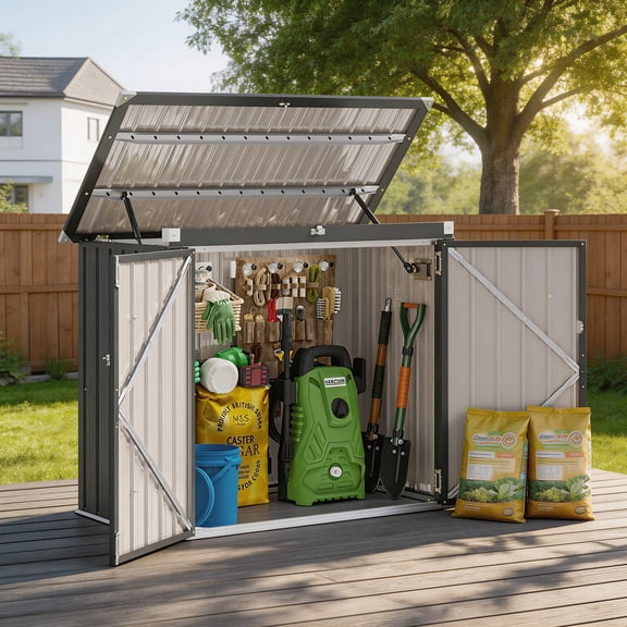 BaPiPro 5x2.6 ft Outdoor Storage Shed, Compact Metal Shed for Garden ...