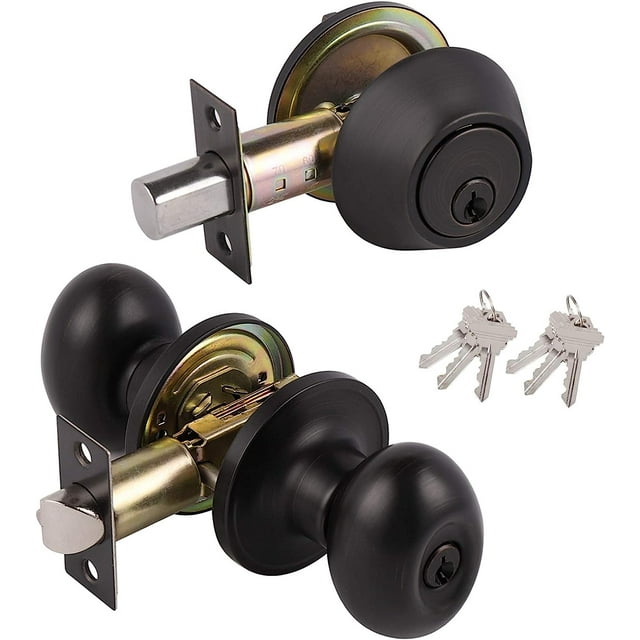 Rayhouse 6 Pack Entry Door Knobs with Single Cylinder Deadbolt Oil ...