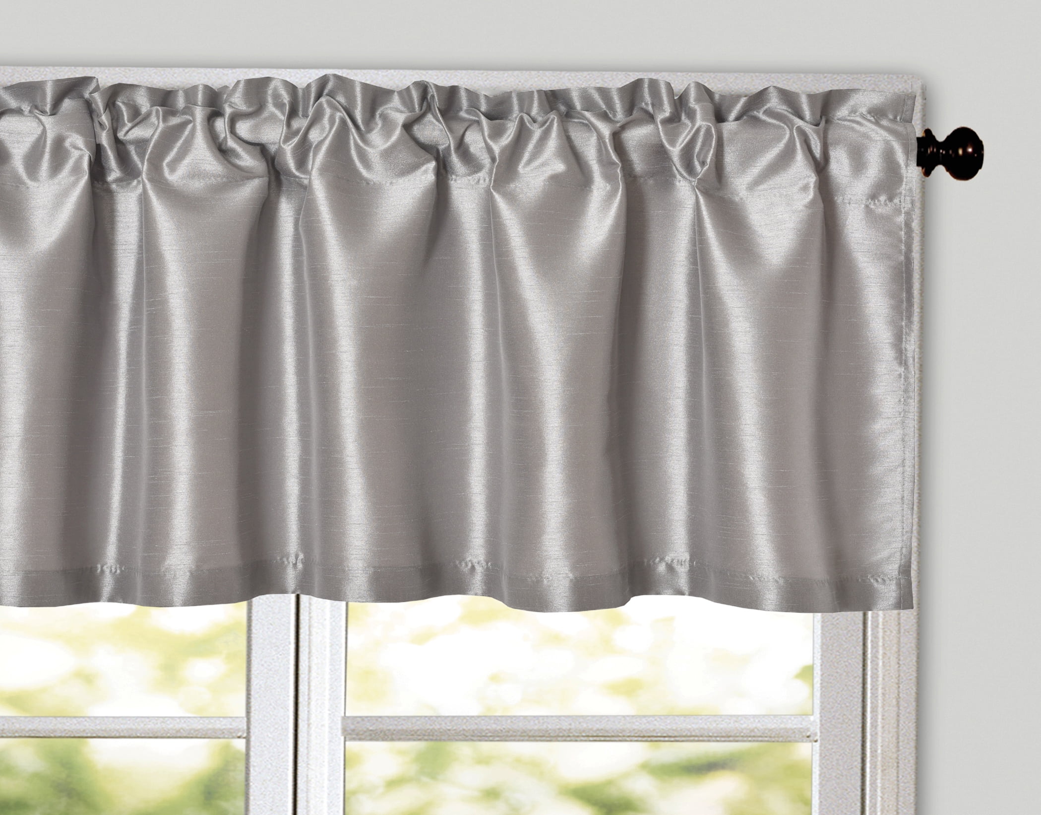 Aiking Home Solid Faux Silk window Valance, Silver-Size 56''x16 ...