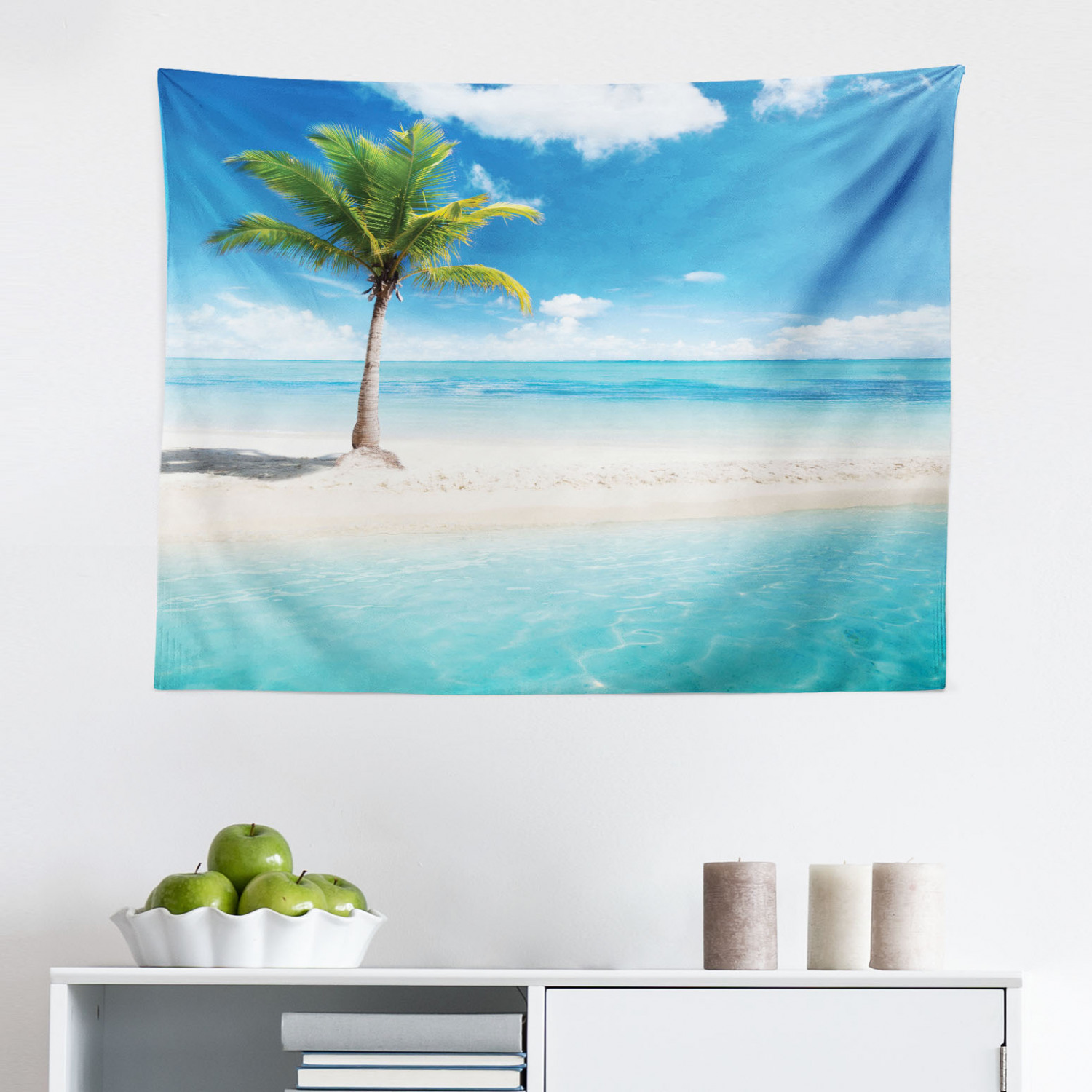 Ocean Tapestry, Idyllic Scenery Seashore Picture Sun Rays View with ...