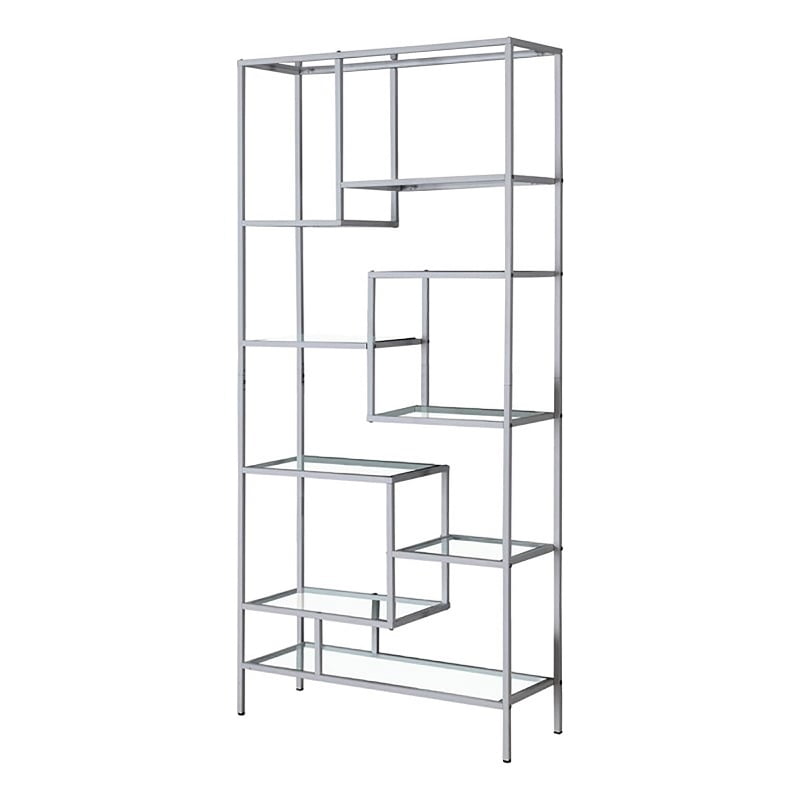Atlin Designs Modern Metal/Glass Office/Bedroom Bookcase in Gray ...