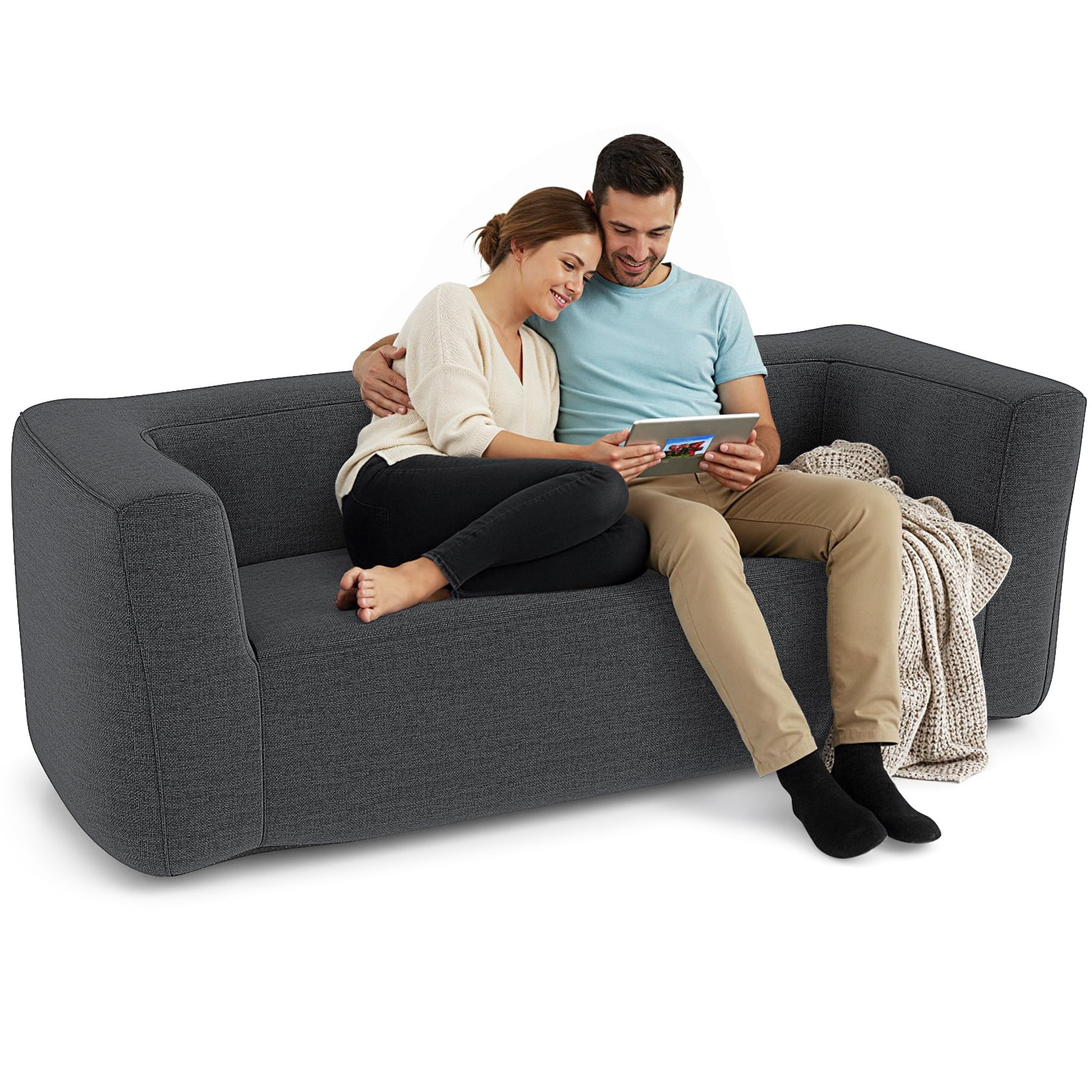 Click here for Gymax Double Inflatable Couch Portable Blow Up Sof... prices