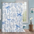 Blue Coastal Starfish Shower Curtain for Bathroom, Seashells Coral ...