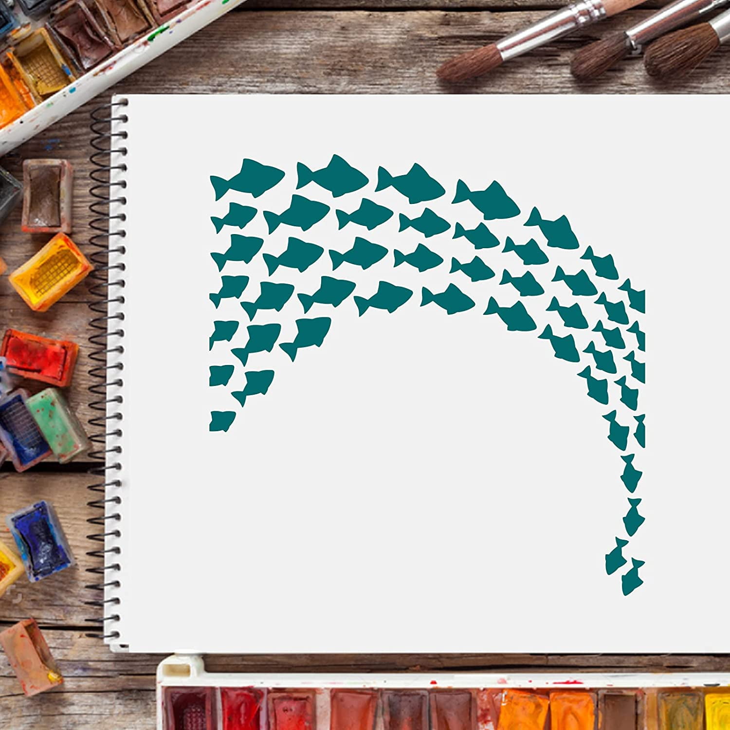 School Of Fish Stencil