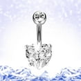 Mokingtop Stainless Steel Double Rhinestone Navel Belly Button Rings