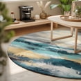 Abstract Ocean Area Rugs 3' (Round) Wave Beach Oil Painting Style ...