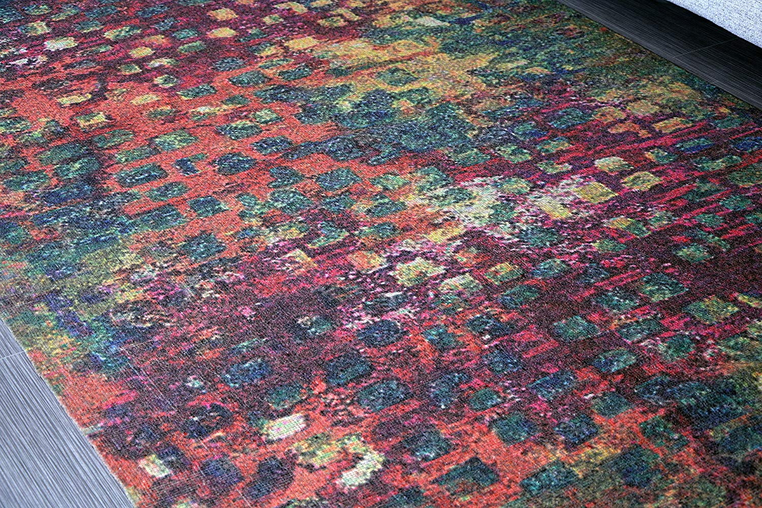 Multicolor Printed 5x7' Modern Abstract Wool Area Rug for Living Room ...