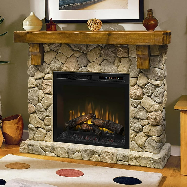 Gray Fieldstone Fireplace