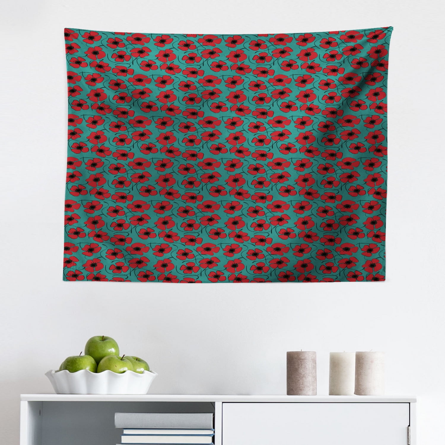 Fish Tapestry, Geometric Arrangement Sea Creatures Stripes Triangles ...