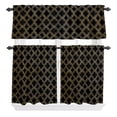 Abstract Geometric on Black Curtain Tier and Valance Set 3 Piece ...