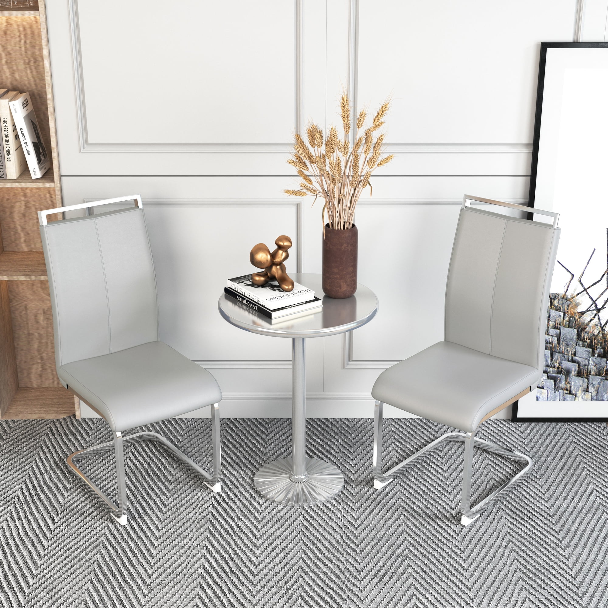 Click here for Noble House A Set Of 2 Light Gray Pu Leather Dinin... prices