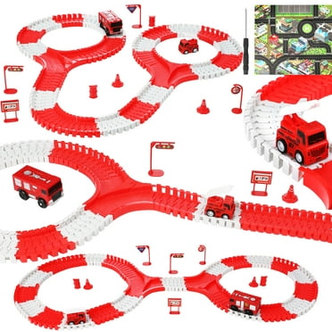 Anpro Glow Race Track Set for Kids, 114pcs Glow in the Dark Flexible ...