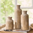Ceramic Vase Set of 3 Imitation Wood Color Rustic Farmhouse Home Decor ...