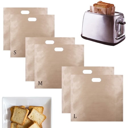 6 Pack Reusable Toaster Bags for Grilled Cheese Sandwiches, Non Stick ...