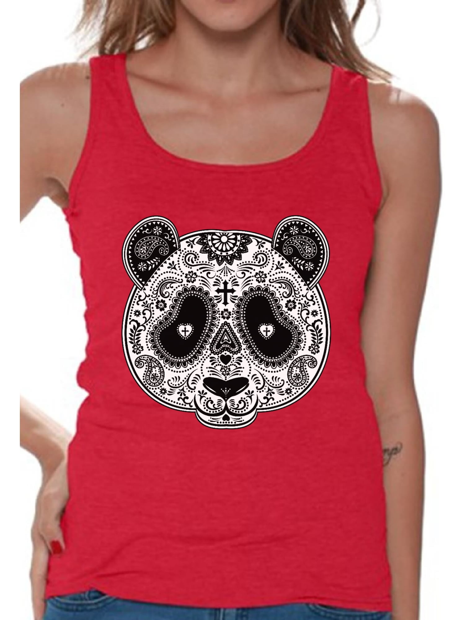 Awkward Styles Panda Skull Tank Top for Women Christian Panda Tank Dia ...