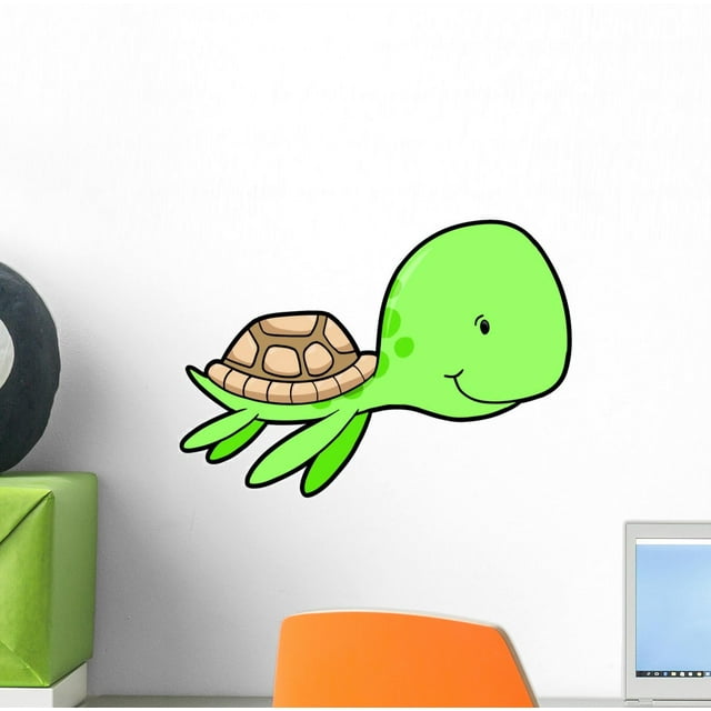 Cute Little Sea Turtle Wall Decal Sticker by Wallmonkeys Peel and Stick ...