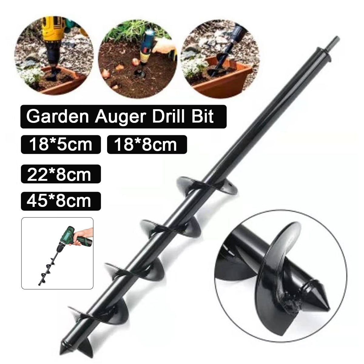Earth Drill Garden Spiral Drill Bit Auger Planting Earth Hole Digging ...