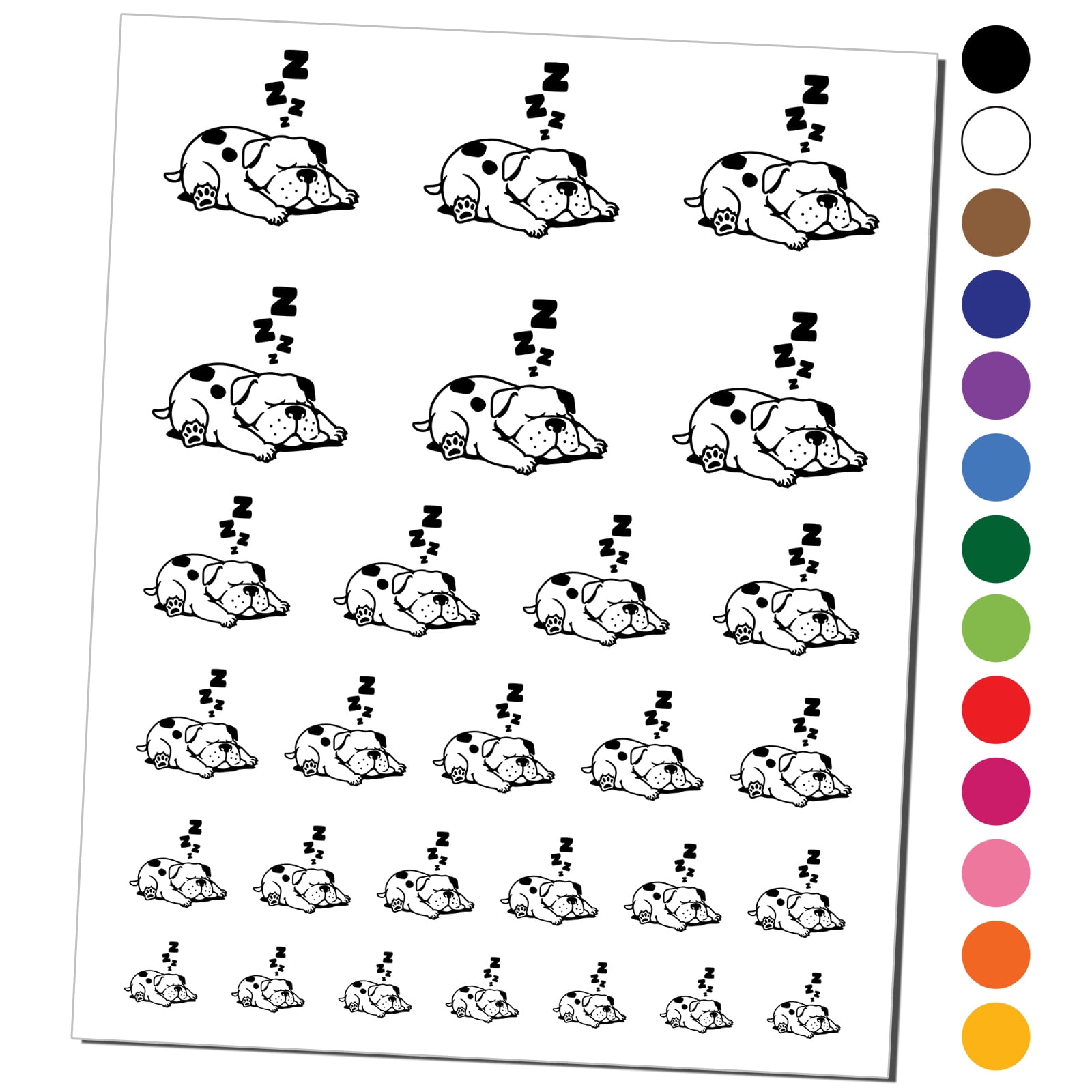 Chubby Spotted Dog Sleeping Water Resistant Temporary Tattoo Set Fake ...