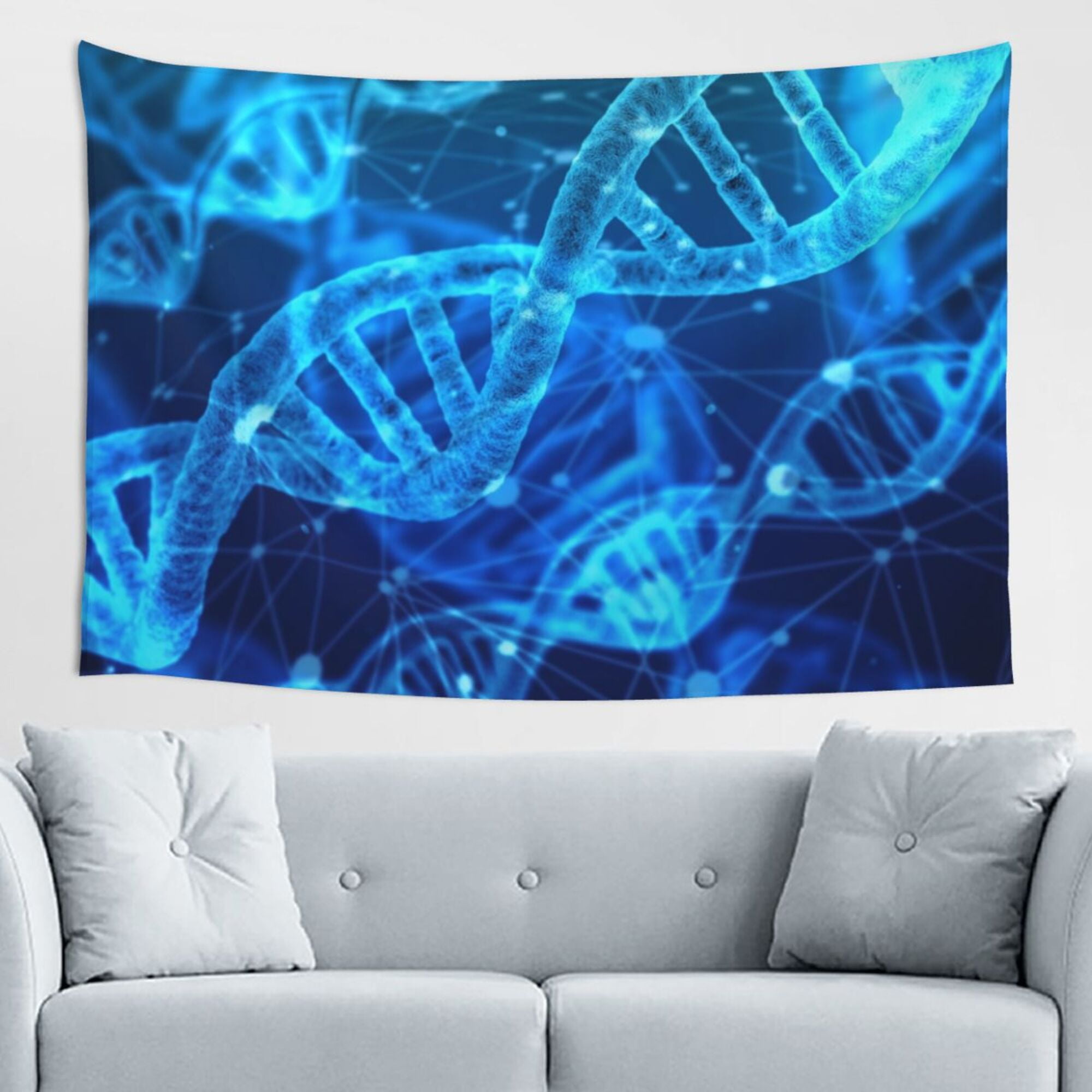 Abstract Blue DNA Helix Tapestry, Genetic Material Wall Hanging ...