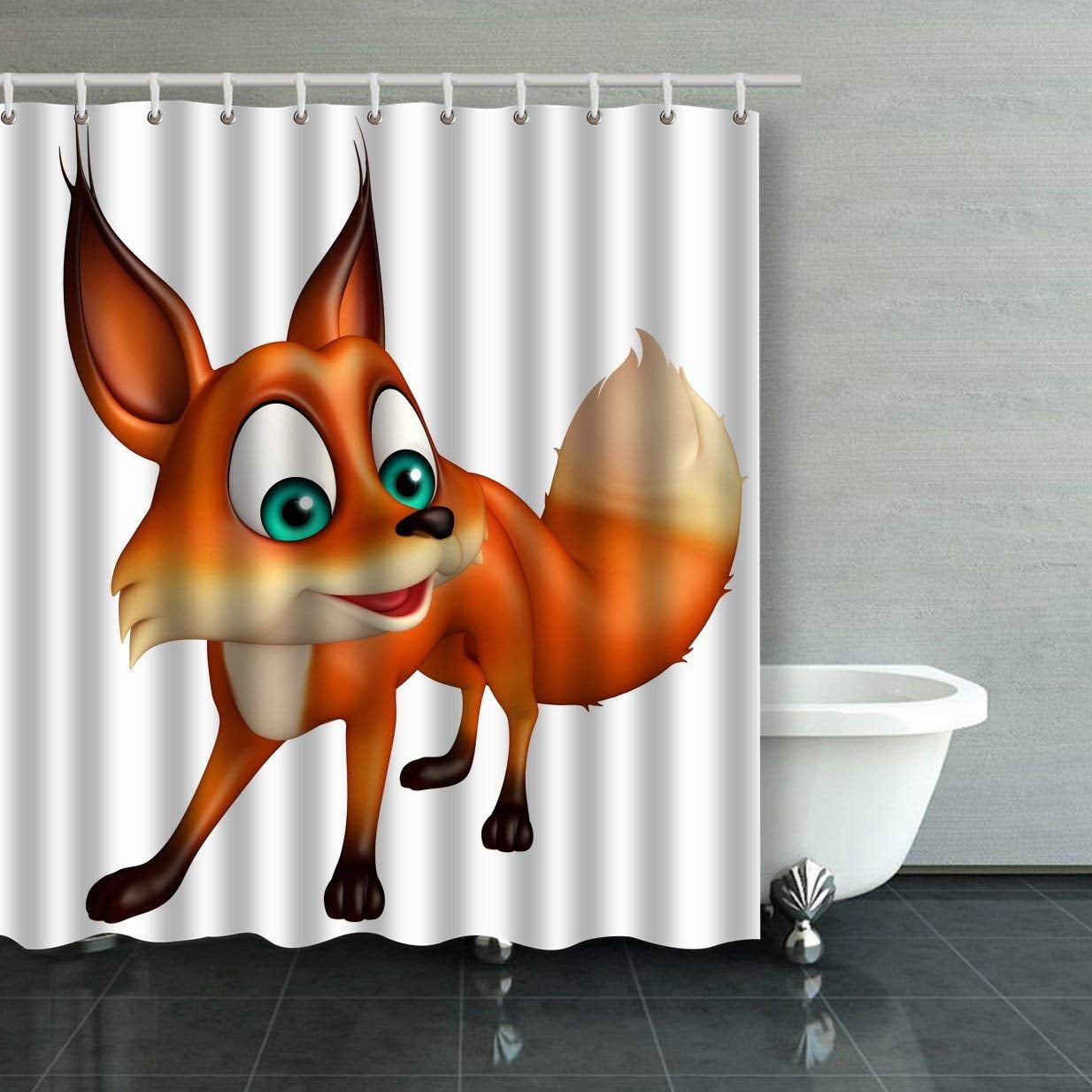 Bpbop Fox Funny Cartoon Character Shower Curtain Bathroom Curtain 66x72