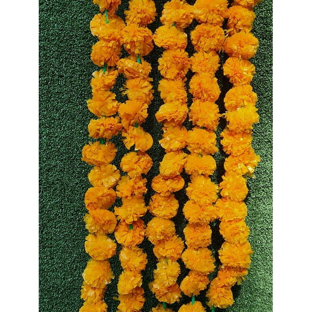 Genx Artificial Marigold Flower Garland | Orange Marigold Garland ...