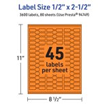 Avery Printable Barbell Labels, Bright Orange, 0.5" x 2.5", 3,600ct ...