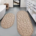 47.2in Memory Foam Bath Mat Set, 2-Piece Cobblestone Bathroom Rugs ...