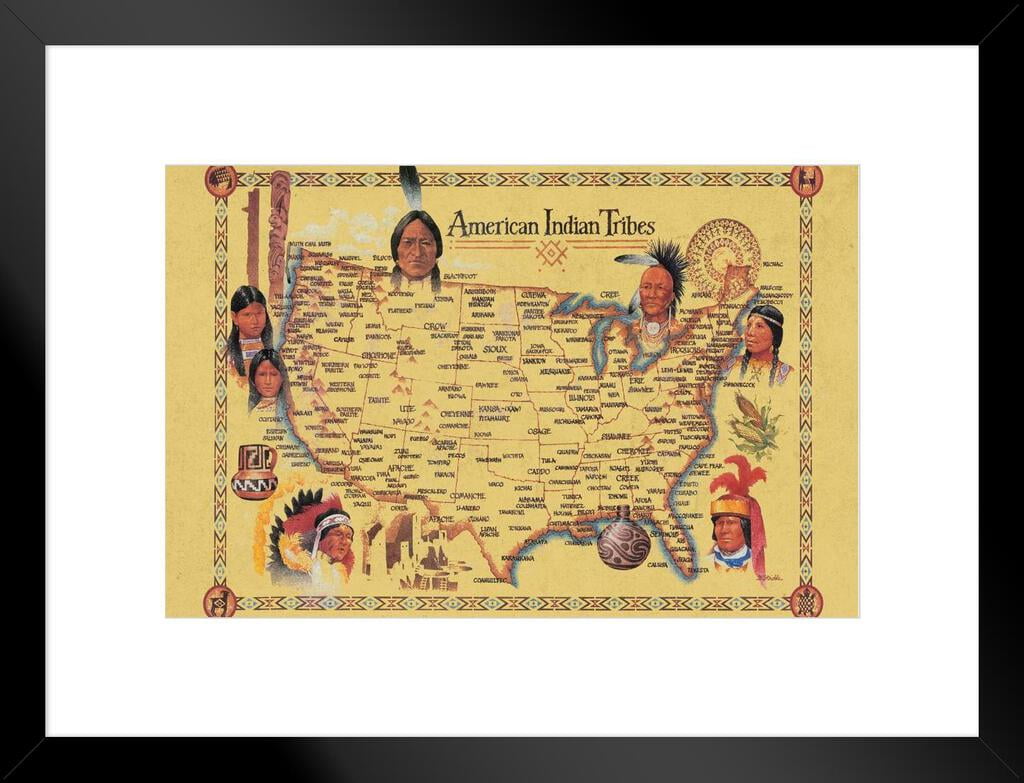 Native American Art Decor Tribes Map Posters Wall Art Posters For ...