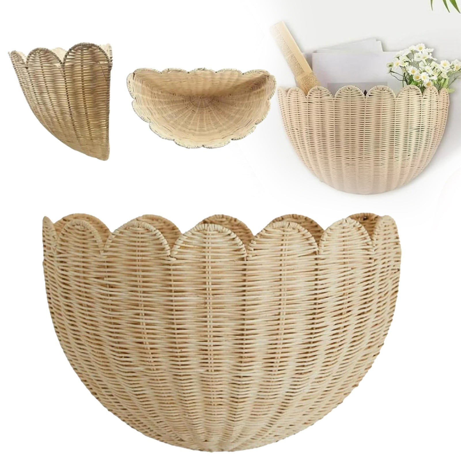 Click here for Xixi Scalloped Wall Basket Hanging Hand Woven Wick... prices