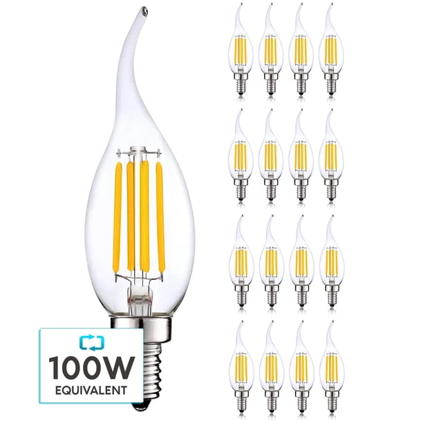 Luxrite 7W Candelabra LED Light Bulbs 100 Watt Equivalent 5000K Bright ...