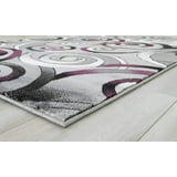 Spiral/Swirls Modern Contemporary Hand Carved Area Rug-Silver/Purple ...