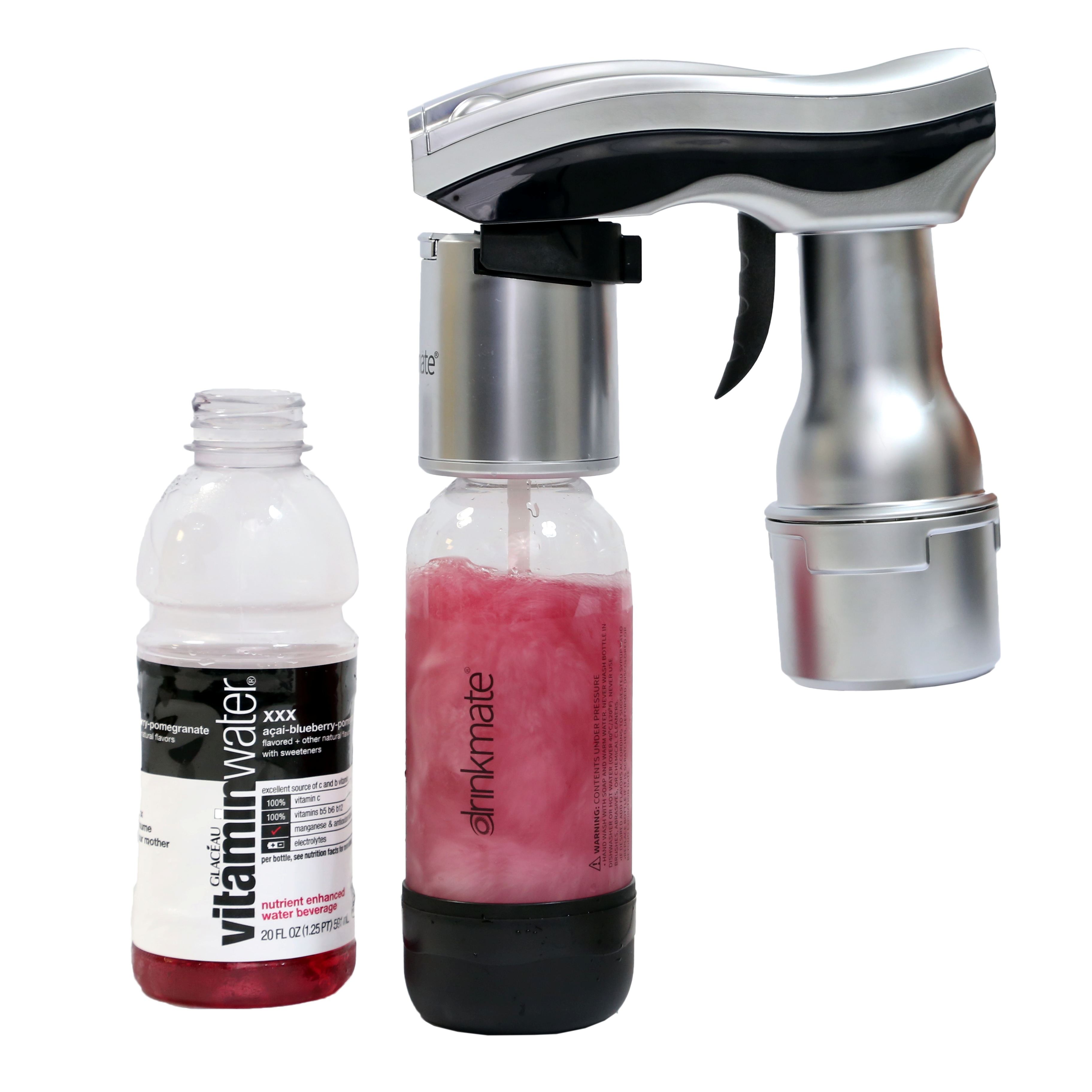 Drinkmate Spritzer Portable Carbonator Carbonates ANY Drink Silver