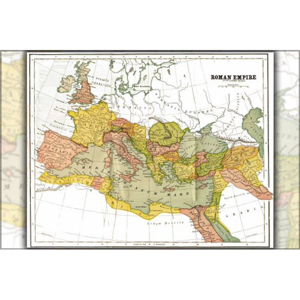 Map of the Roman Empire at its Largest Extent, 150 AD - 24"x36" Poster ...