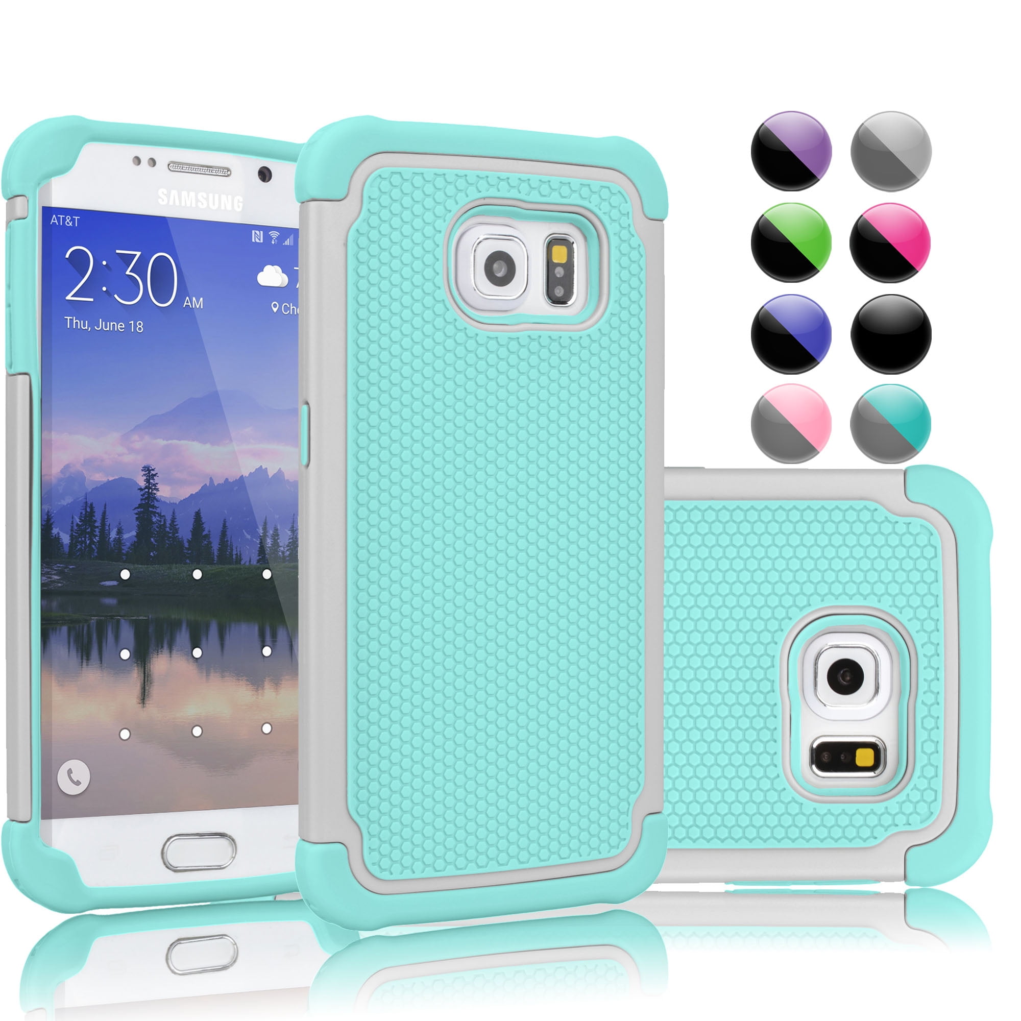 Galaxy S6 Case, Samsung Galaxy S6 Case, Njjex [Grey/Turquoise] Rugged ...