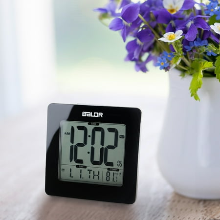 Baldr CL0114BL1 Atomic Alarm Clock with Time Calendar Function, Black ...