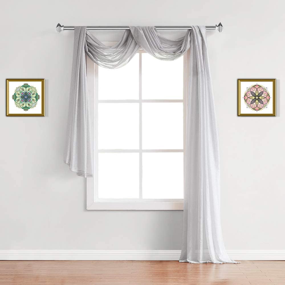 WARM HOME DESIGNS Extra Long 54" (Width) x 216" (Length) Sheer Silver ...