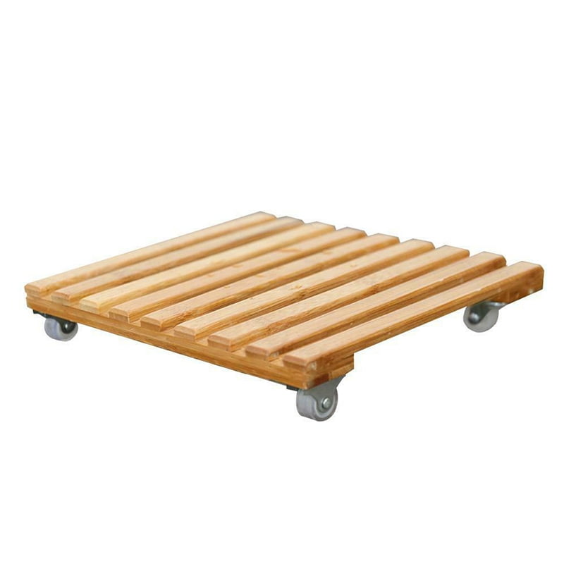 Wooden Movable Plant Pot Trolley Trays Plant Stand Caddy with 4 Wheels ...