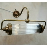 Old Antique Art Deco Brass & Glass Rod Ship Light Fixture Wall Scone ...