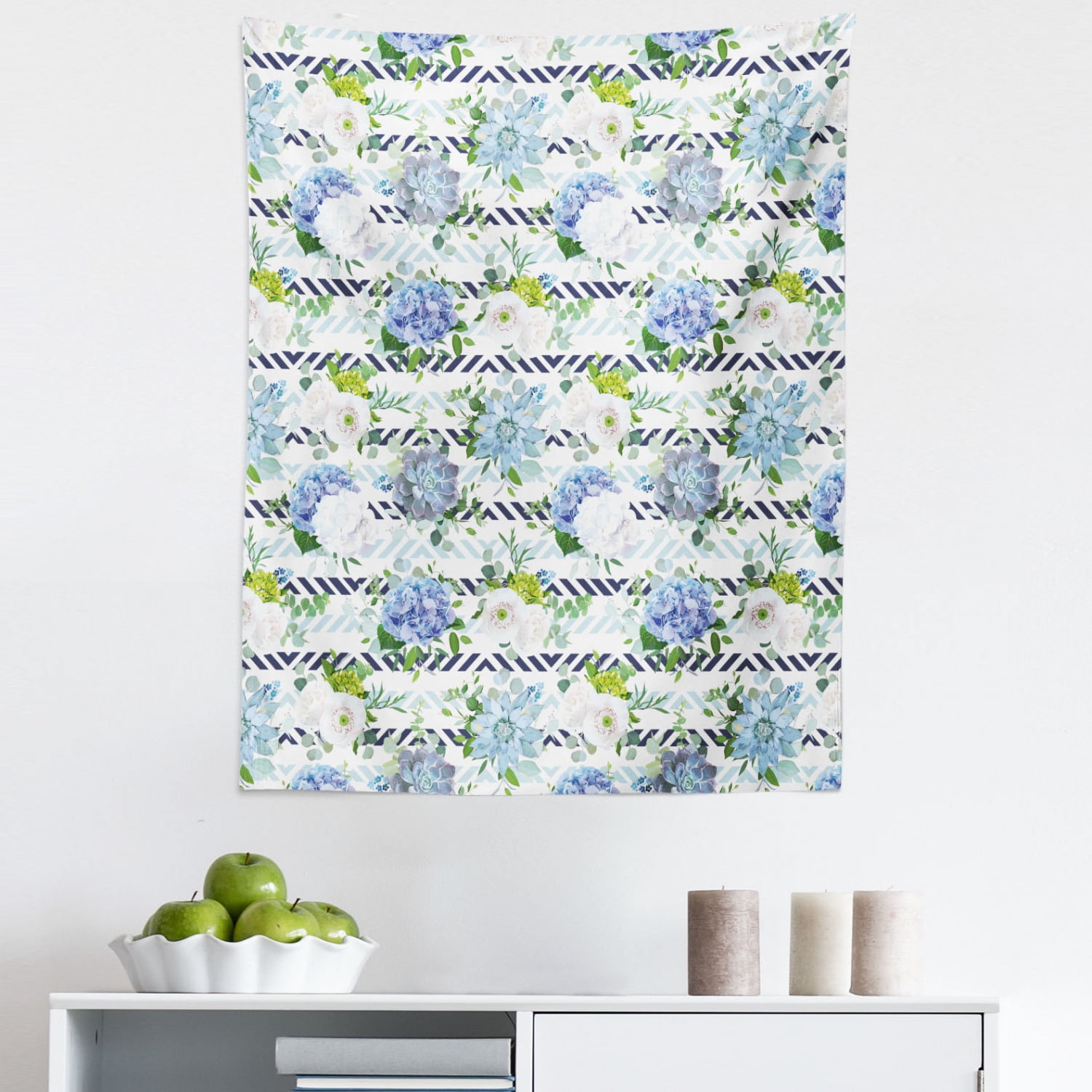Hydrangea Tapestry, Fresh Floral Pattern on Modern Lines Spring ...