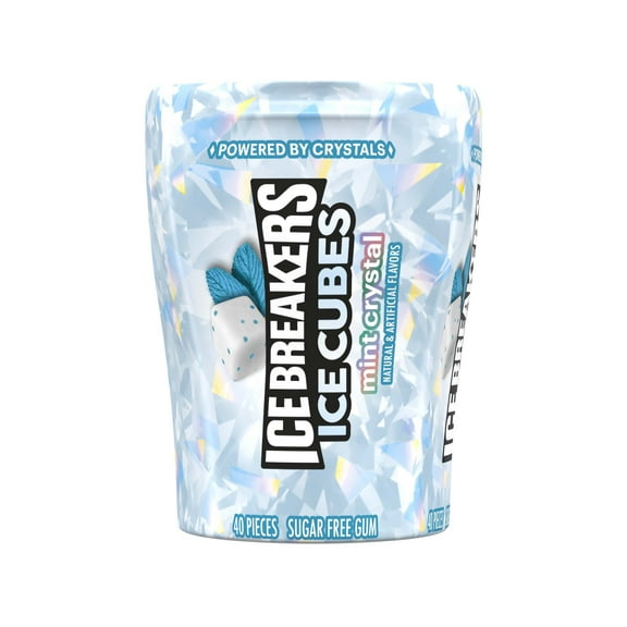 Ice Breakers Ice Cubes Gum, Mint Crystal, Made with Xylitol, 3.24 oz, 6 ...