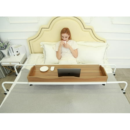 Tribesigns Overbed Table with Wheels, 71" Queen Size Bed Table with ...
