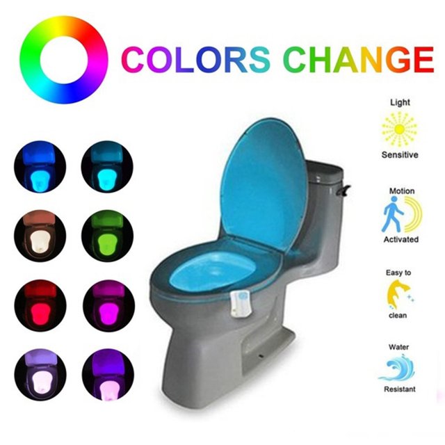 Delaman LED Toilet Light 16 Color Motion Activated Light Sensor Toilet ...