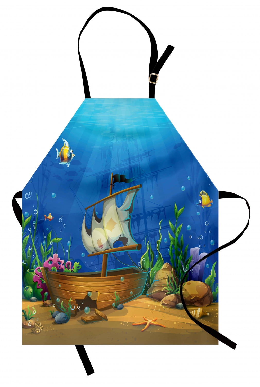 Deep Sea Apron, Undersea World with a Ship Wreck and Different ...
