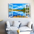 3D Wall Decal Nature Landscape Fake Window Wall Poster Mountain Forest ...