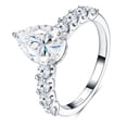 Apaison 925 Sterling Silver Sparkling 7x10mm Moissanite Wedding Rings ...