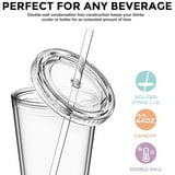 500ml Double-layer Walled Cup Plastic Clear with Lid&Straw TOP Cup ...