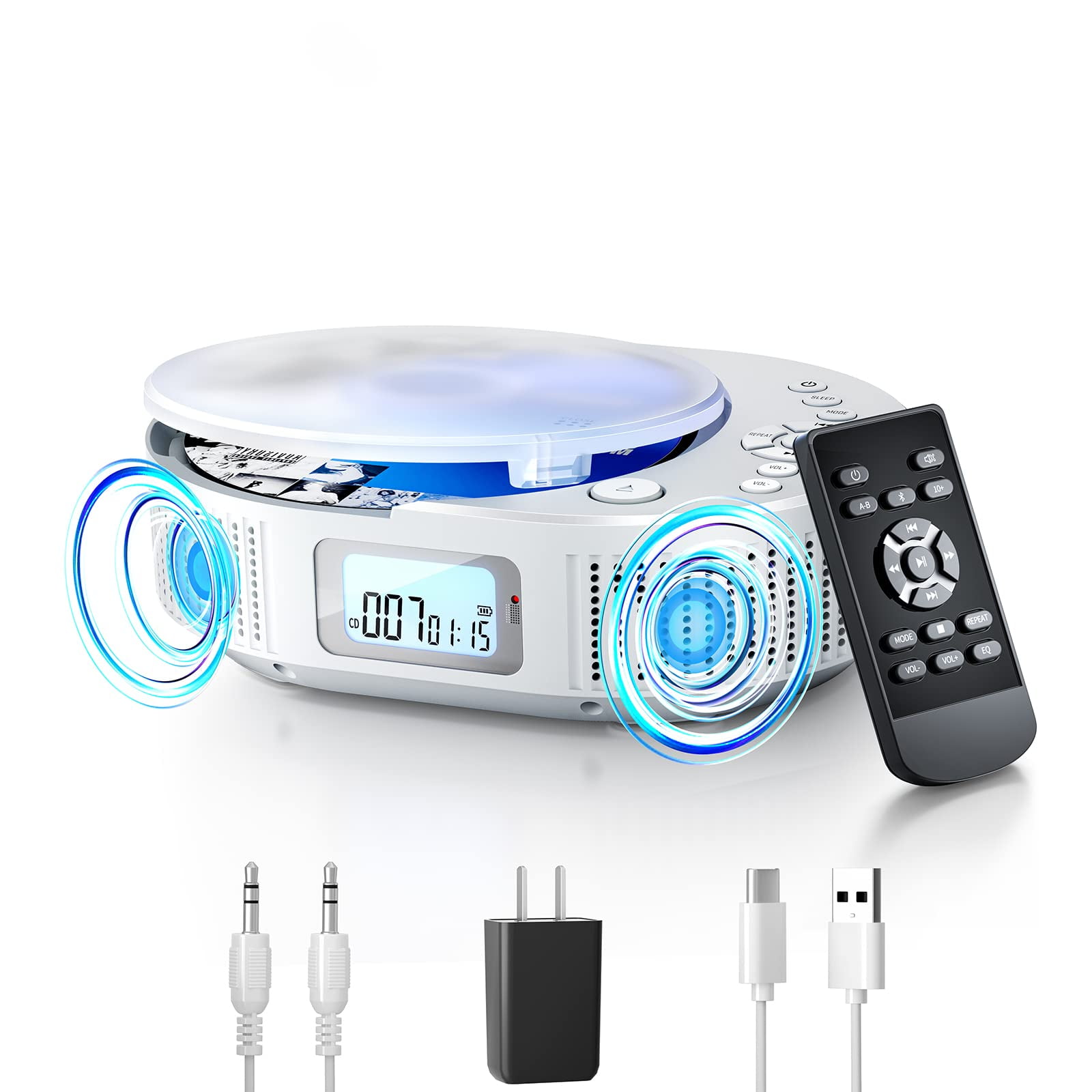 CD Player Portable, FELEMAN Upgraded Boombox CD Player & Bluetooth ...